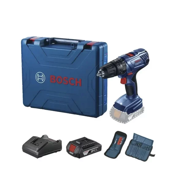 Taladro Percutor Inal. Bosch GSB 180-LI, 1 Bat + 23 Acces
